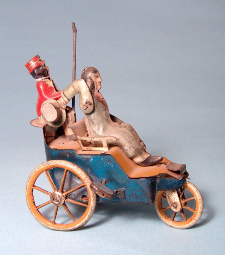 Antique Tin Mechanical Wind Up Buggy With Driver.