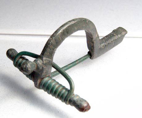 Roman Bronze Cross Bow Fibula. Roman, 4th 5th C