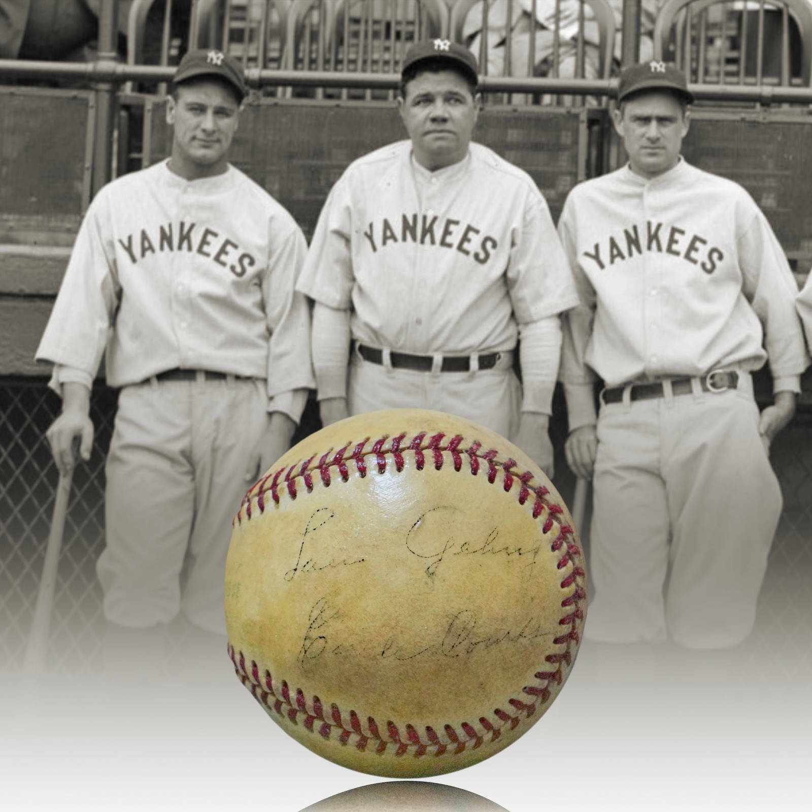 Babe Ruth, Lou Gehrig, And Earle Combs Signed Baseball Auction