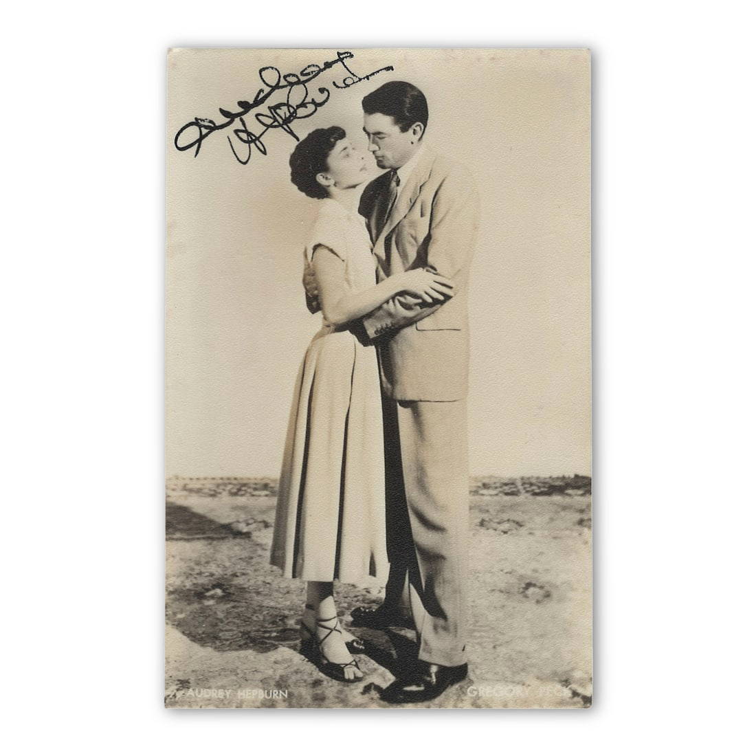 Audrey Hepburn Signed Roman Holiday Studio Still With Gregory Peck ...