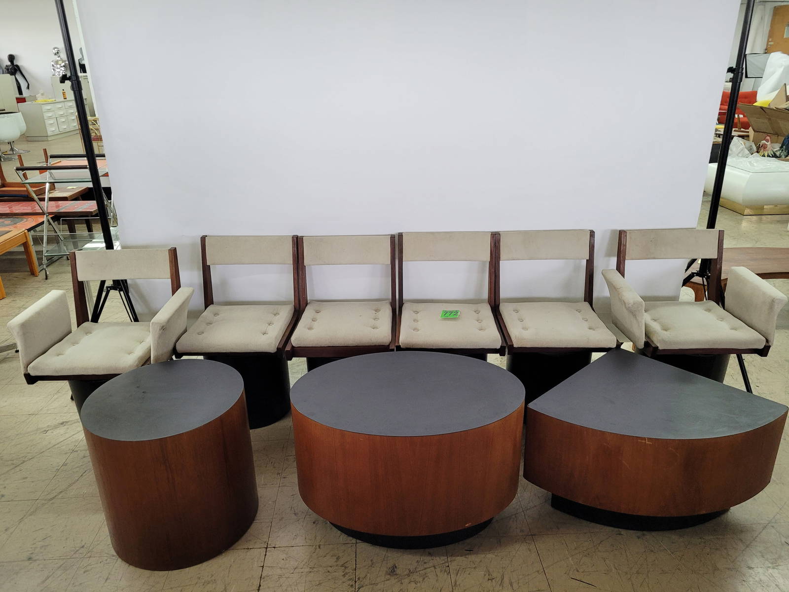 La Rose Model Swivel Armchairs And Tables Auction