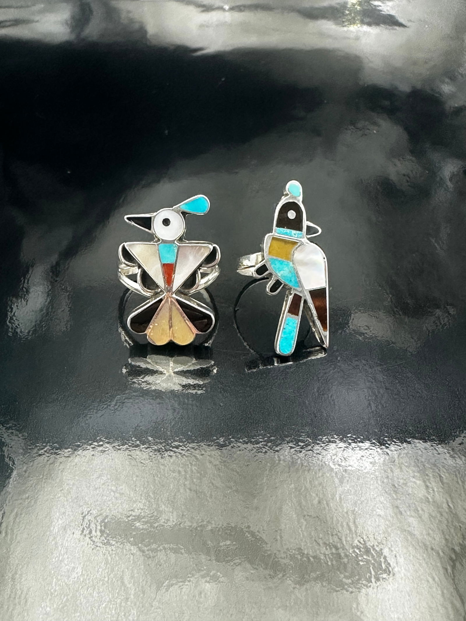 Vintage Zuni Sterling Silver Bird Inlay Rings – Lot Of 2 Auction
