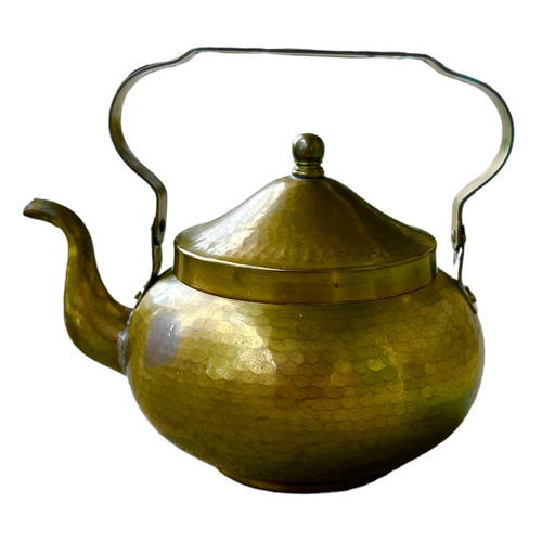 Vintage Copper And Tin Hand Hammered Tea Kettle
