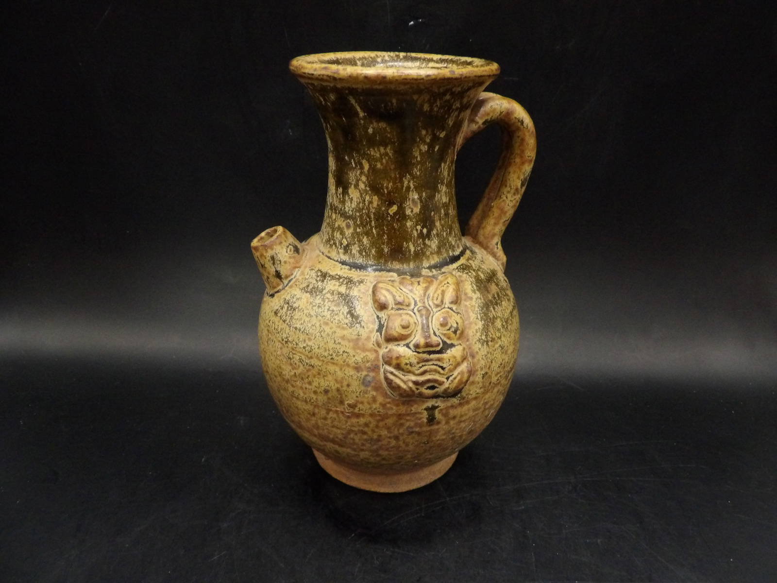 Antique Chinese Pitcher With Ceramic Human Face On Both Sides Auction