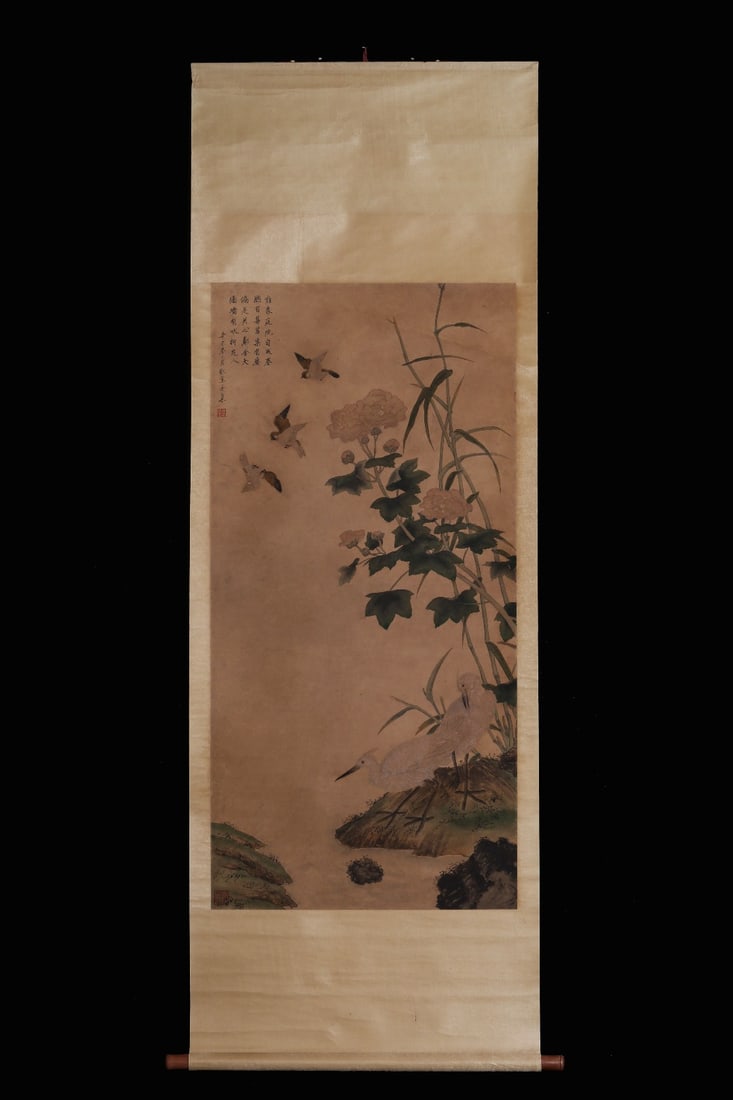 A Piece Of Qing Dynasty "yuji" Flower And Bird Drawings Of The Vertical ...