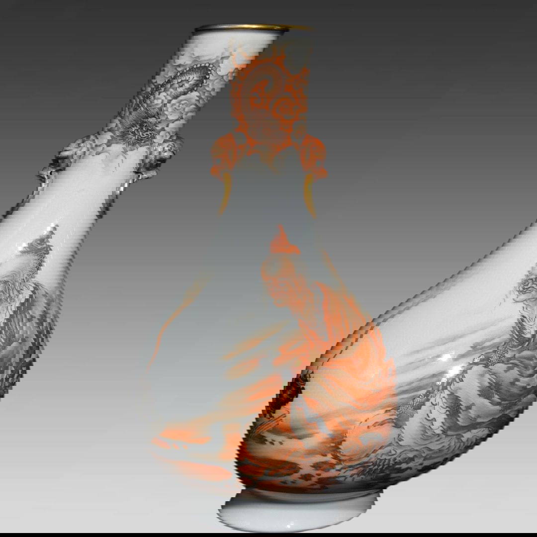 A Piece Of The Qianlong Year Of The Qing Dynasty Alum Red Depicted Gold ...