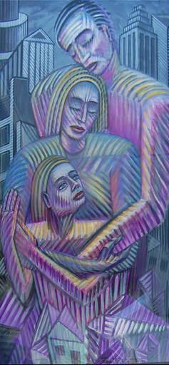 Paul Botello (american 20th C); Family; Oil On Canvas