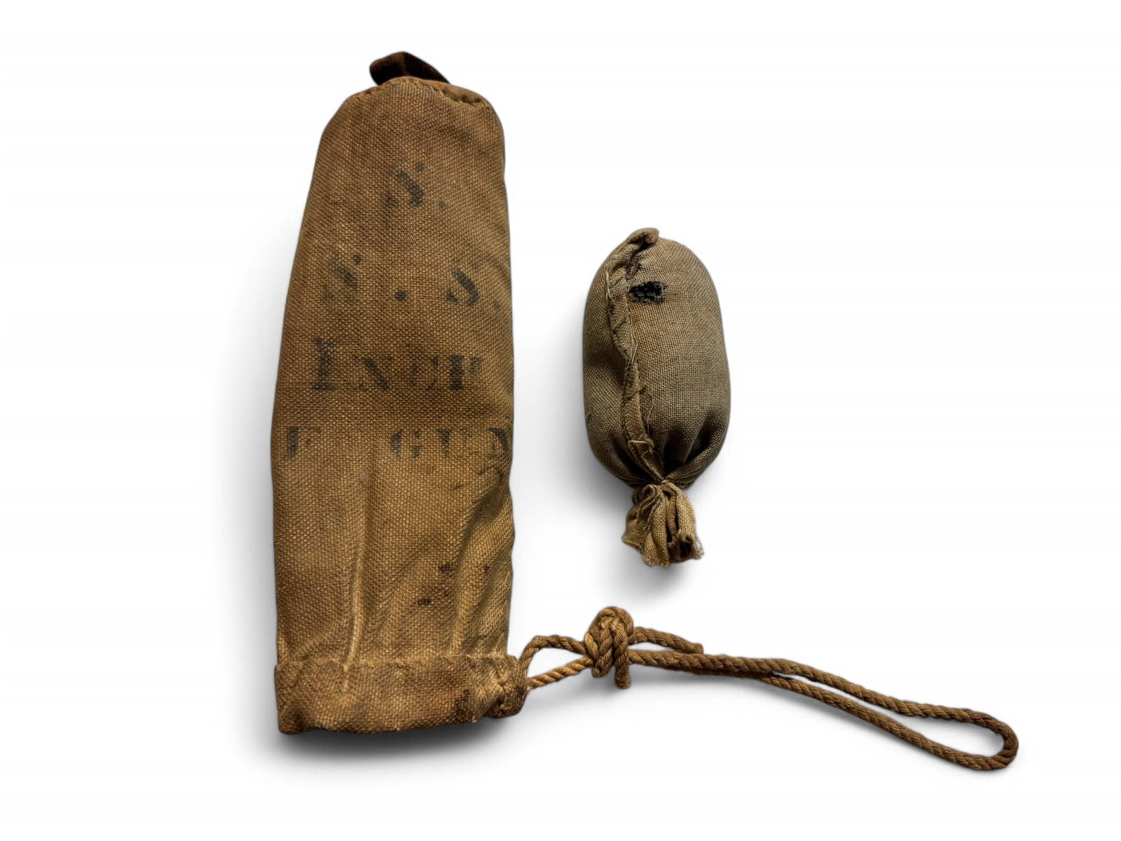 Early Pre-wwi Era Lyle Line Throwing Cannon Powder Charge Sack Auction