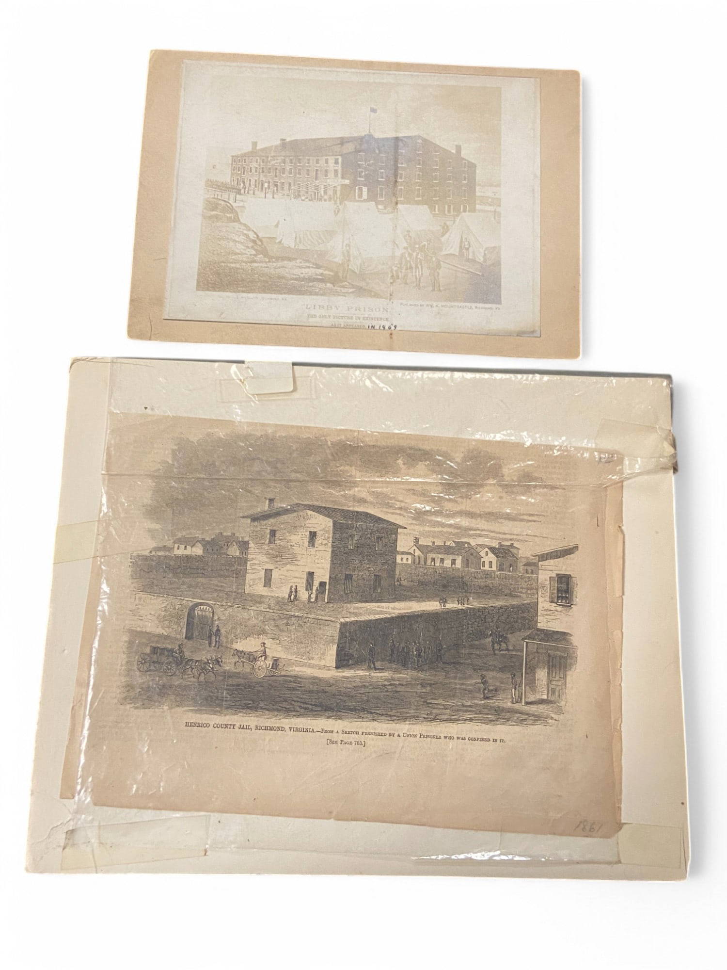 1861 Print Of Henrico County Jail And 1869 Print Of Libby Prison Auction