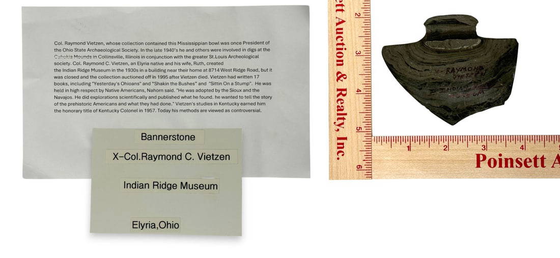 Ohio Bannerstone From Col. Raymond Vietzen Collection / Indian Ridge ...