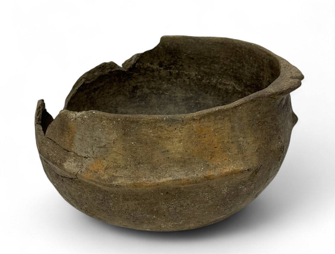 Large Ancient Native Shell Tempered Mississippian Clay Pottery Vessel ...