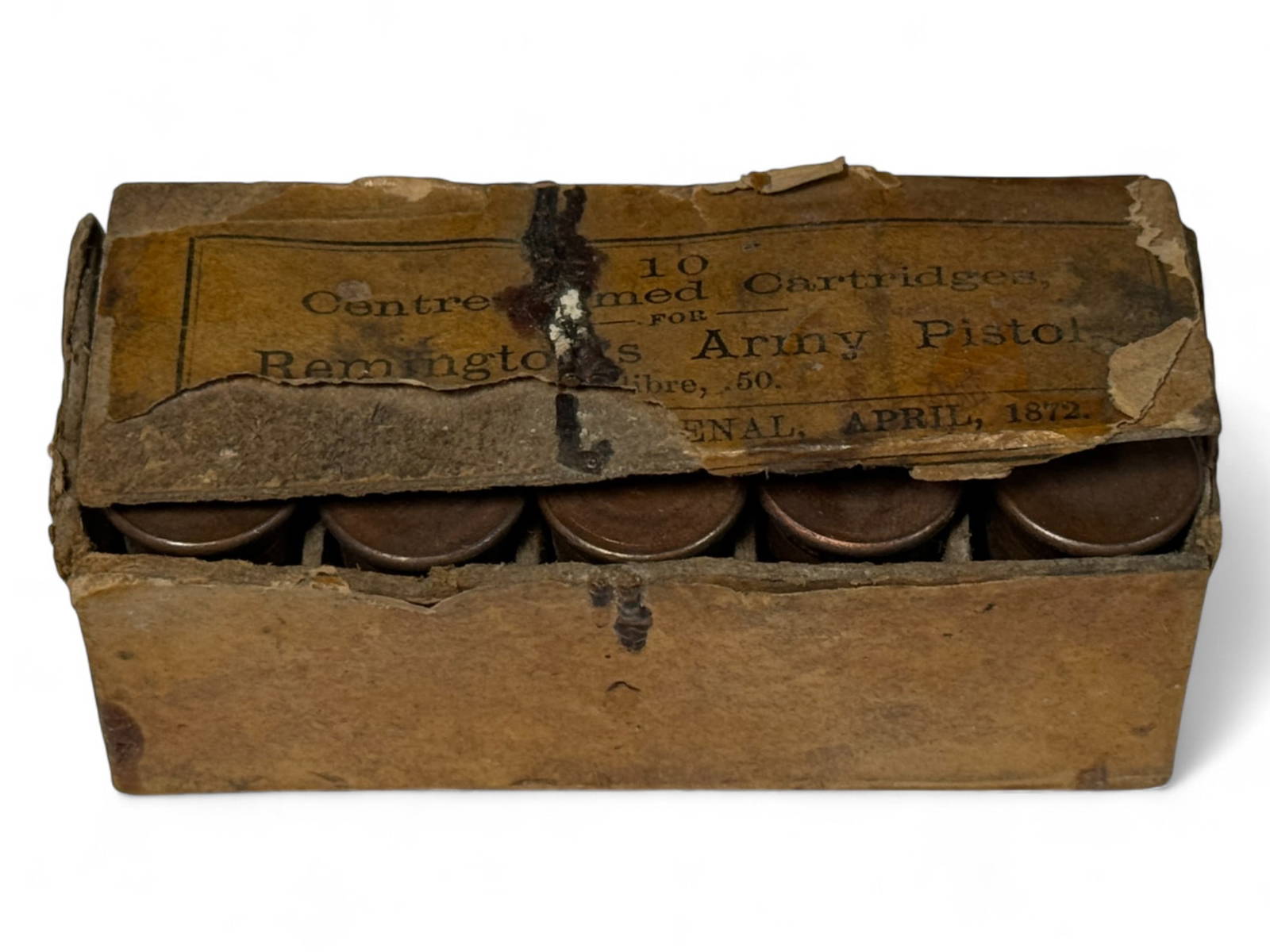 Nib 10rds. Of Rare Antique 1872 .50 Army Remington Army Benet Primed ...