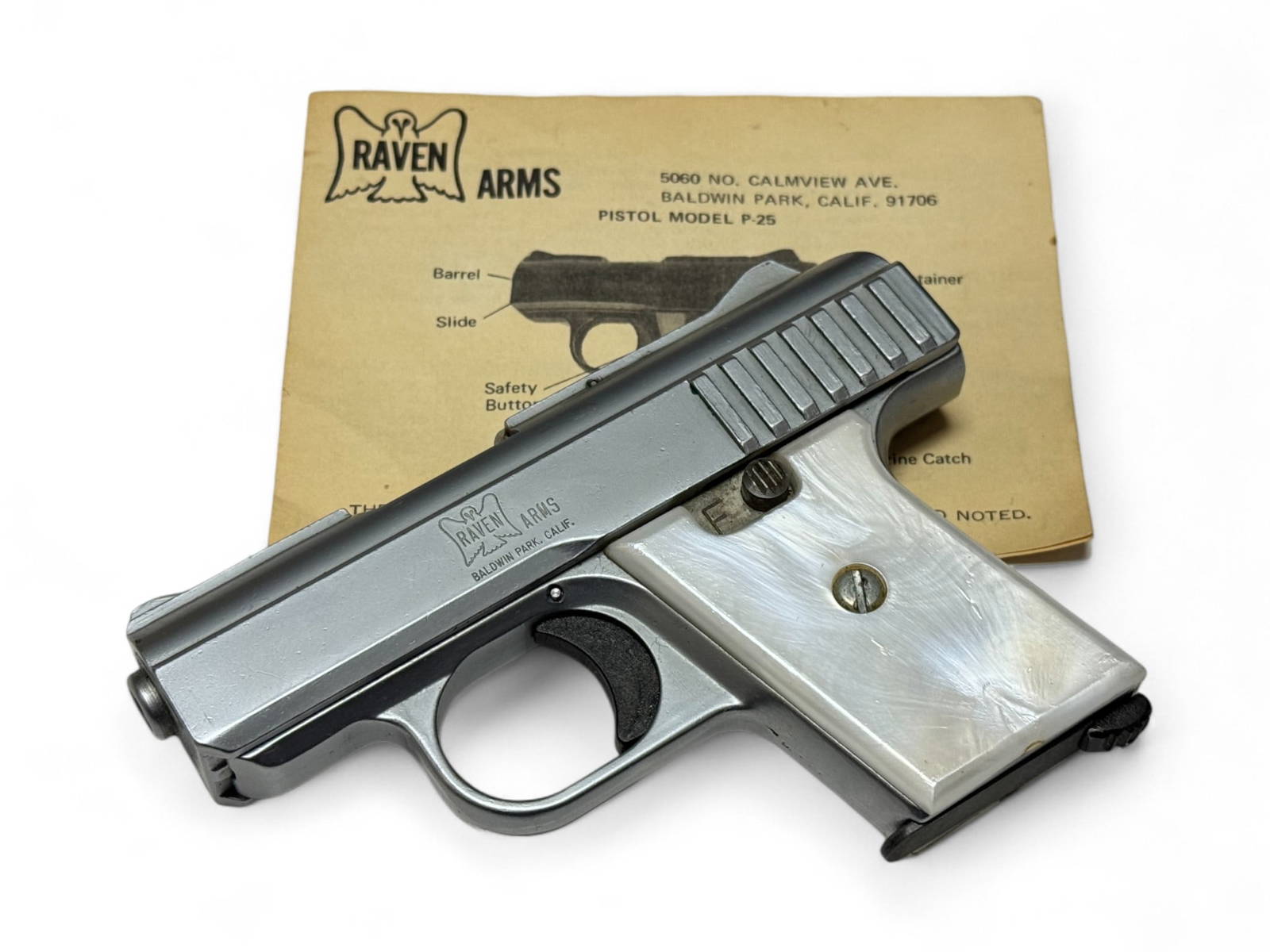 Excellent Raven Arms Model P-25 Semi-automatic .25 Acp Pocket Pistol W ...