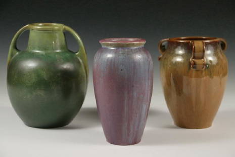 Large Fulper Green Glazed Two Handled Vase