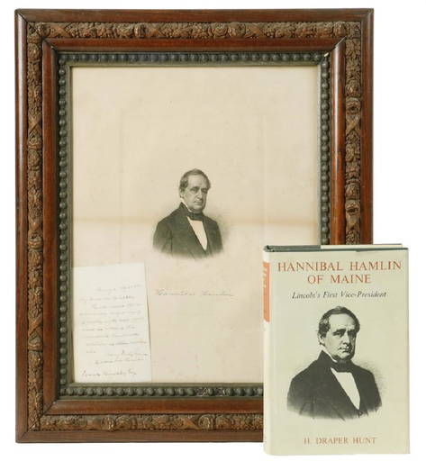 Hannibal Hamlin Portrait With Presentation Note & Book