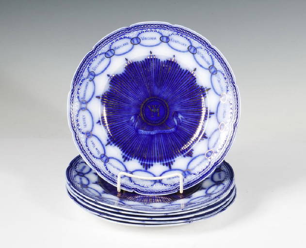 (6) Flow Blue "states" Plates