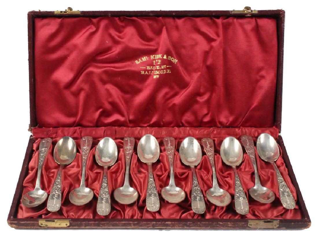 Cased Set Of (12) Sterling Spoons