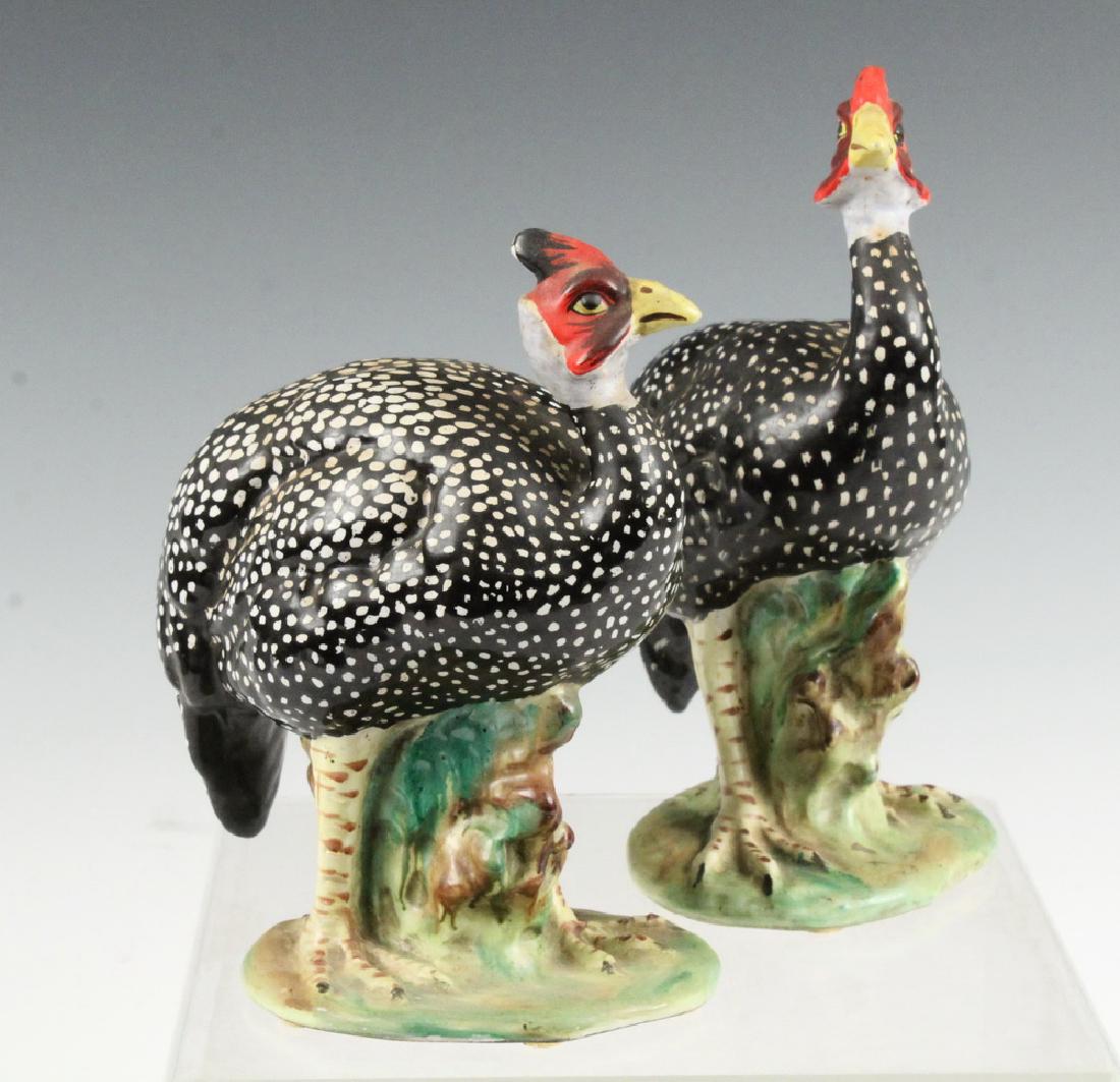 PAIR ITALIAN POTTERY GUINEA HENS