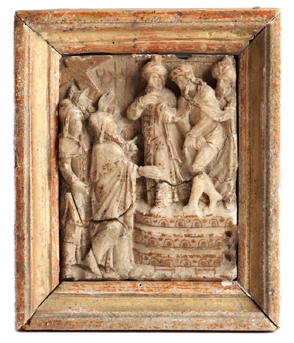 LATE MEDIEVAL ENGLISH ALABASTER VOTIVE PANEL