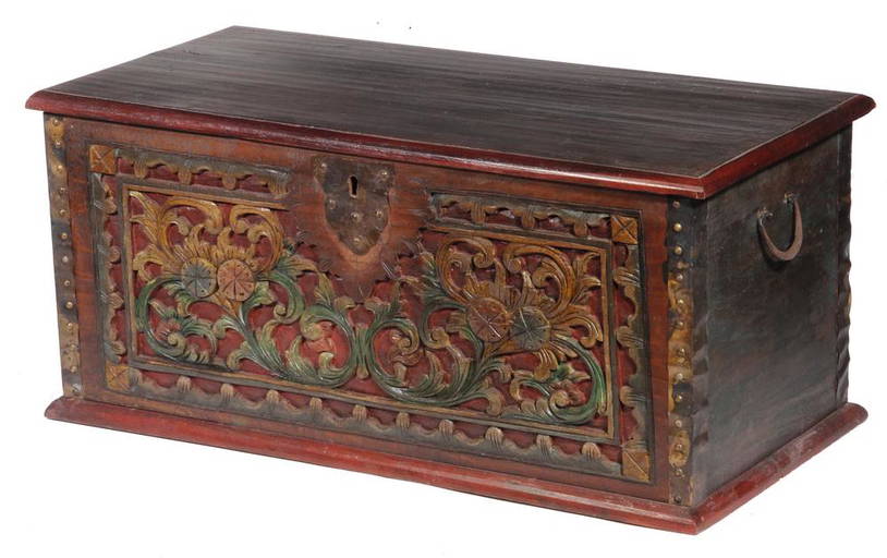 Medium Sized Wood Chinese Chest, Hong Kong
