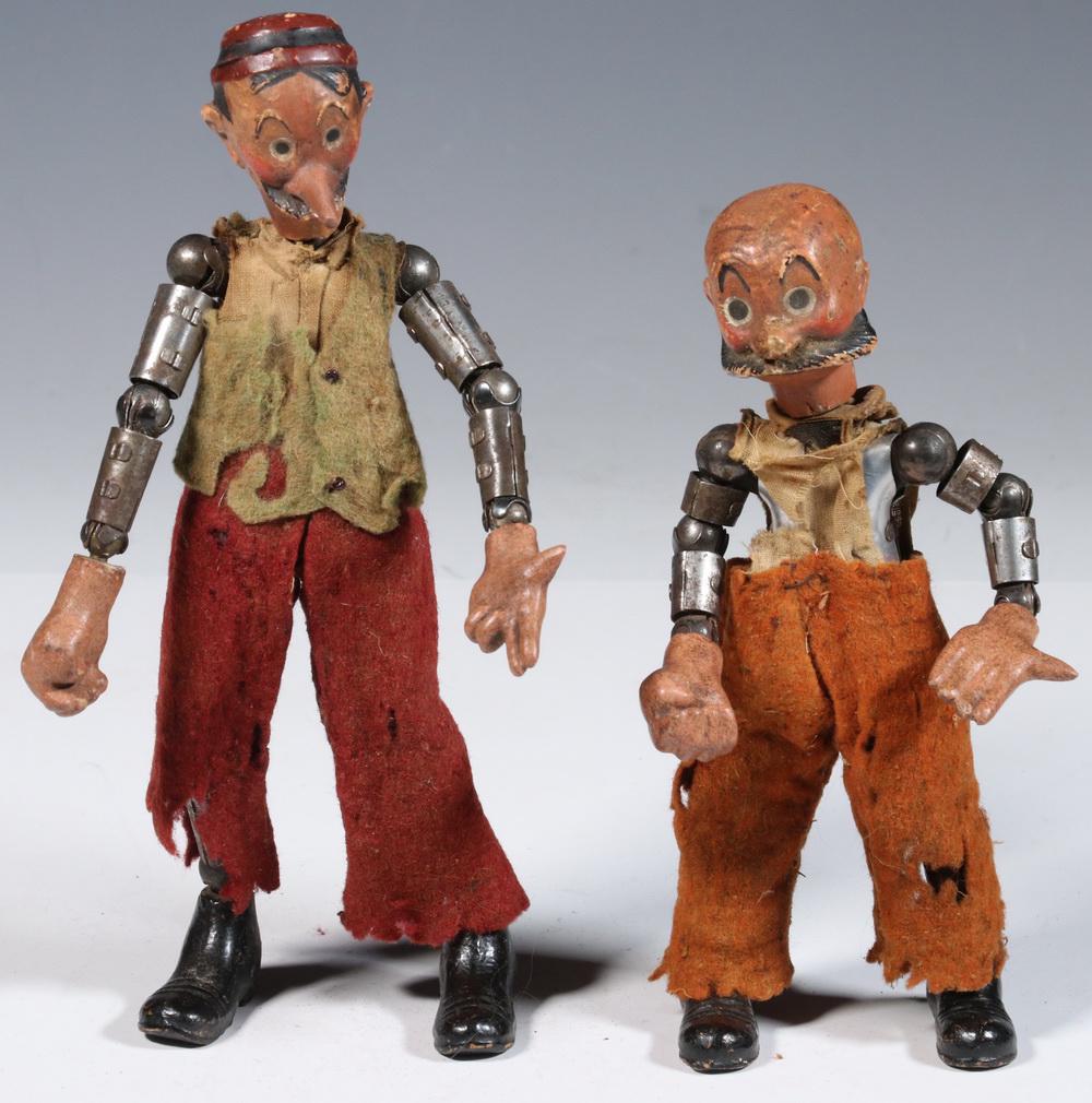 Pr Articulated Mutt & Jeff Metal Dolls