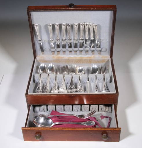 Cased Christofle "marly" Pattern Silver Plate Flatware