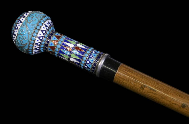 RUSSIAN ENAMEL ON SILVER WALKING STICK (#3181) on Jul 10, 2022 ...