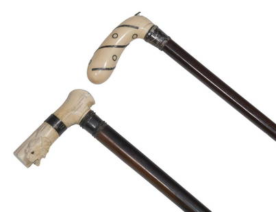 A Silver Mounted Tigers Eye Walking Cane