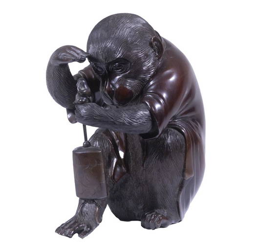 Japanese Bronze Monkey Sculpture