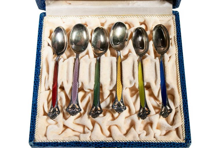 Cased Set Of Norwegian Silver Spoons