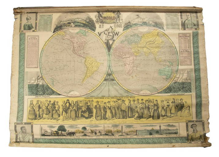 1847 Wall Map "the World At One View"
