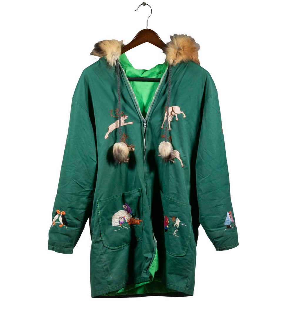 Woman's Green Embroidered Parka, Labrador Inuit Auction