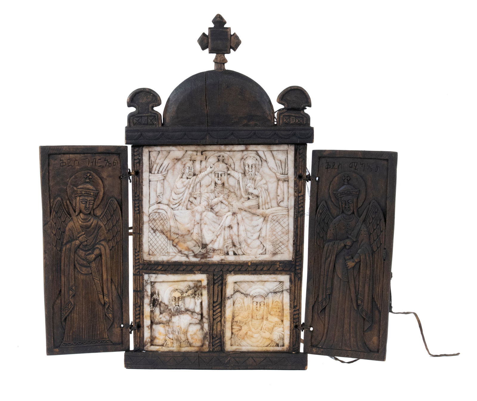 19th C. Coptic Christian Home Altar Triptych Auction