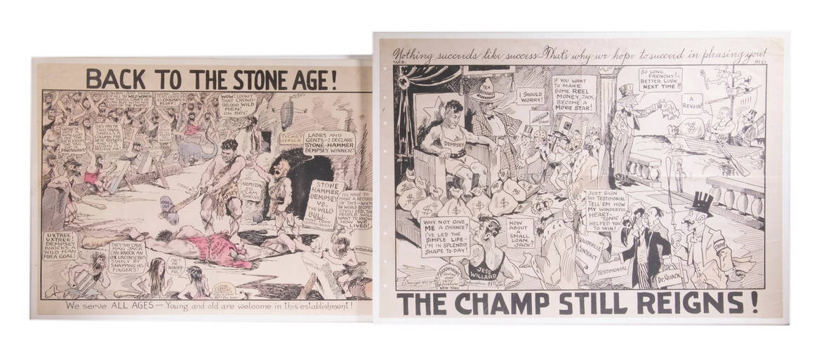 Dated 1921 Boxing Champion Jack Dempsey Broadside Cartoon