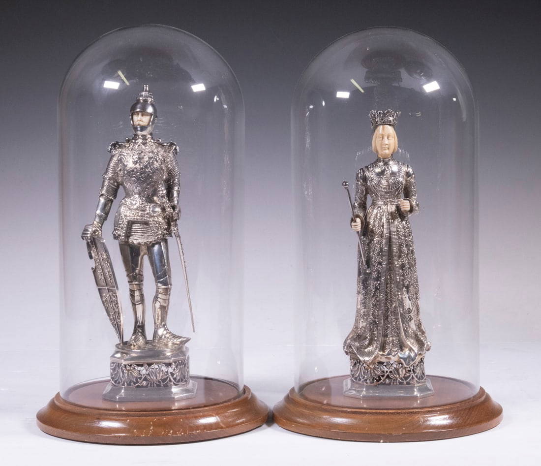 Pr Hanau Sterling Silver Figures - Queen & Knight Auction