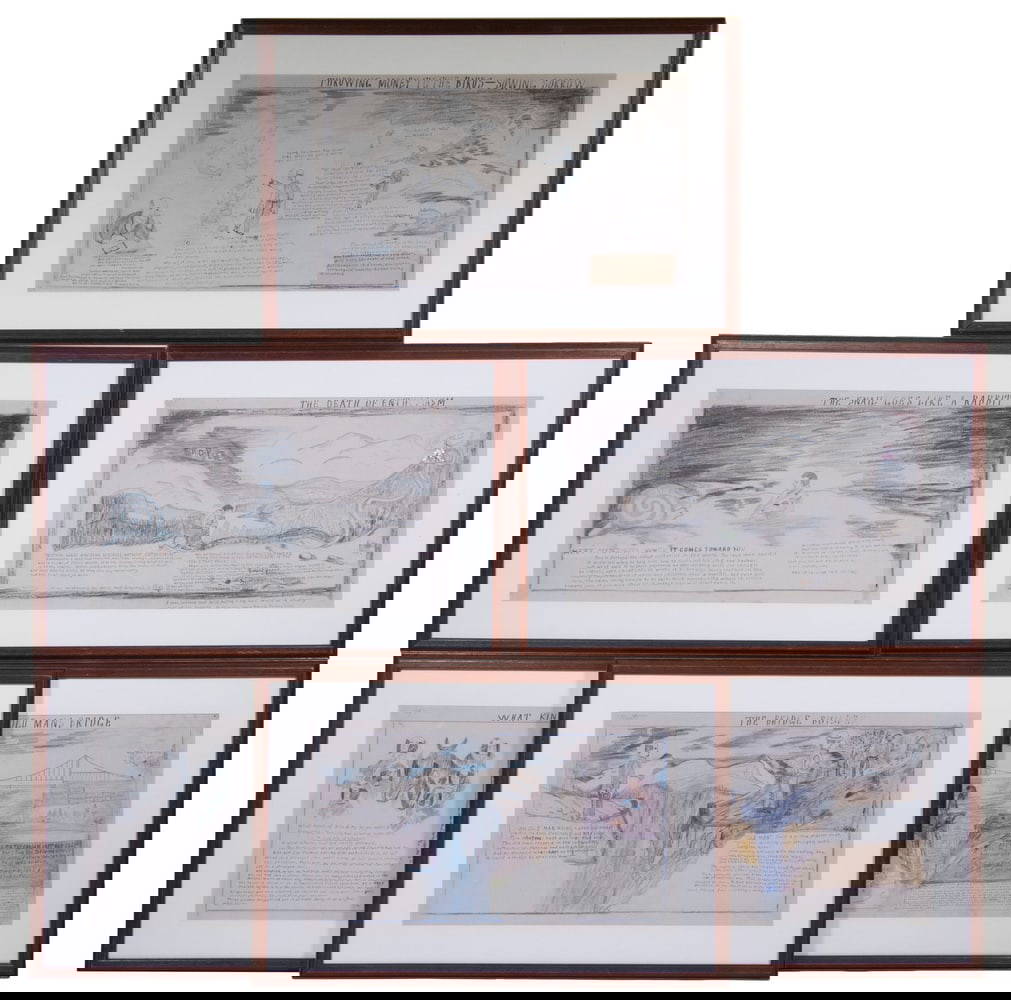 (6 Pcs) Framed Mixed Media Outsider Art By William H. Schaffer, Ca ...