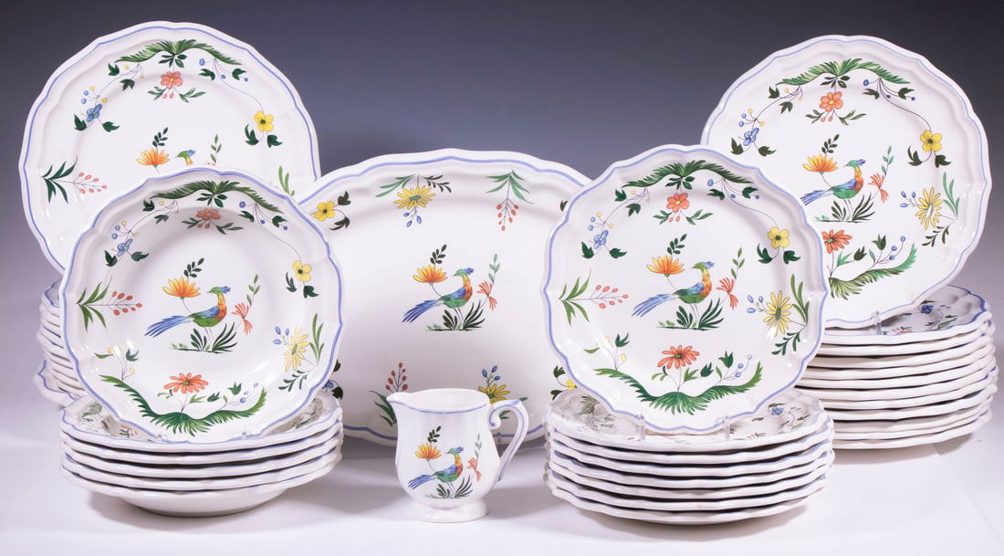 Gien Faience "oiseau De Paradis" Pattern Dinnerware Auction