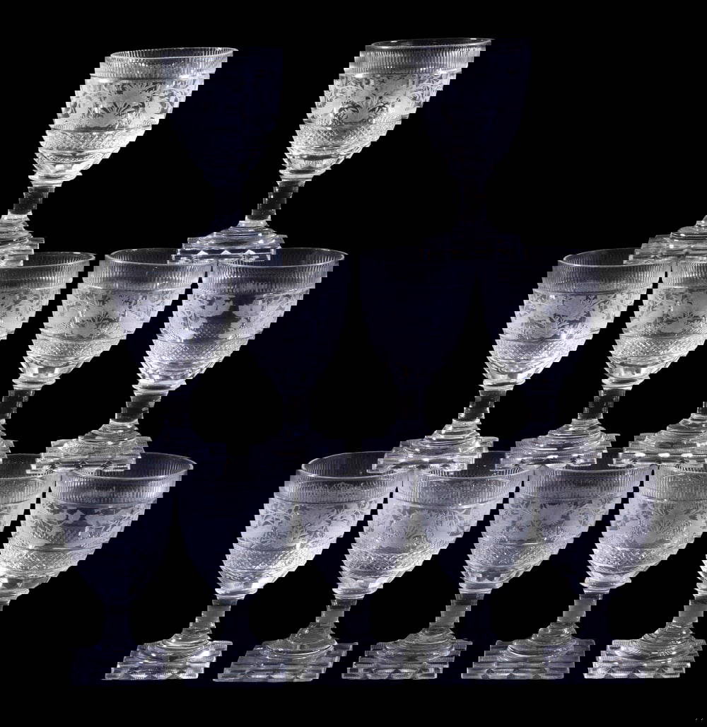 Cut & Etched European Crystal Stemware Auction