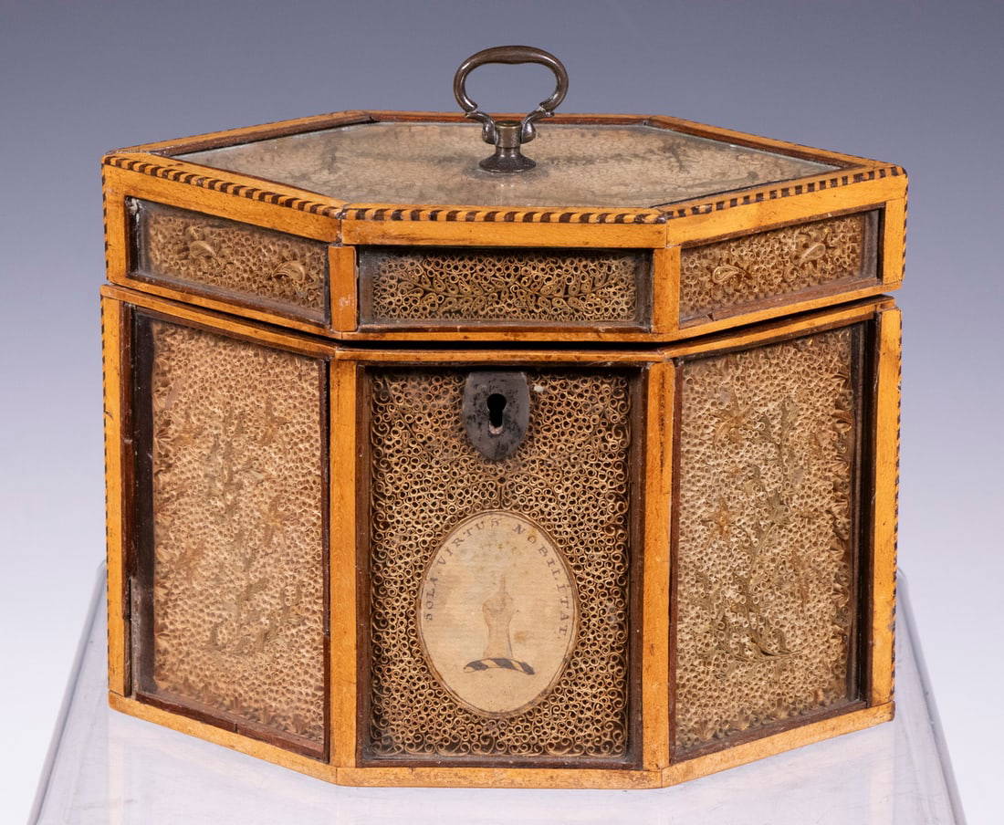 Rare George Iii Period Quillwork Tea Caddy Auction