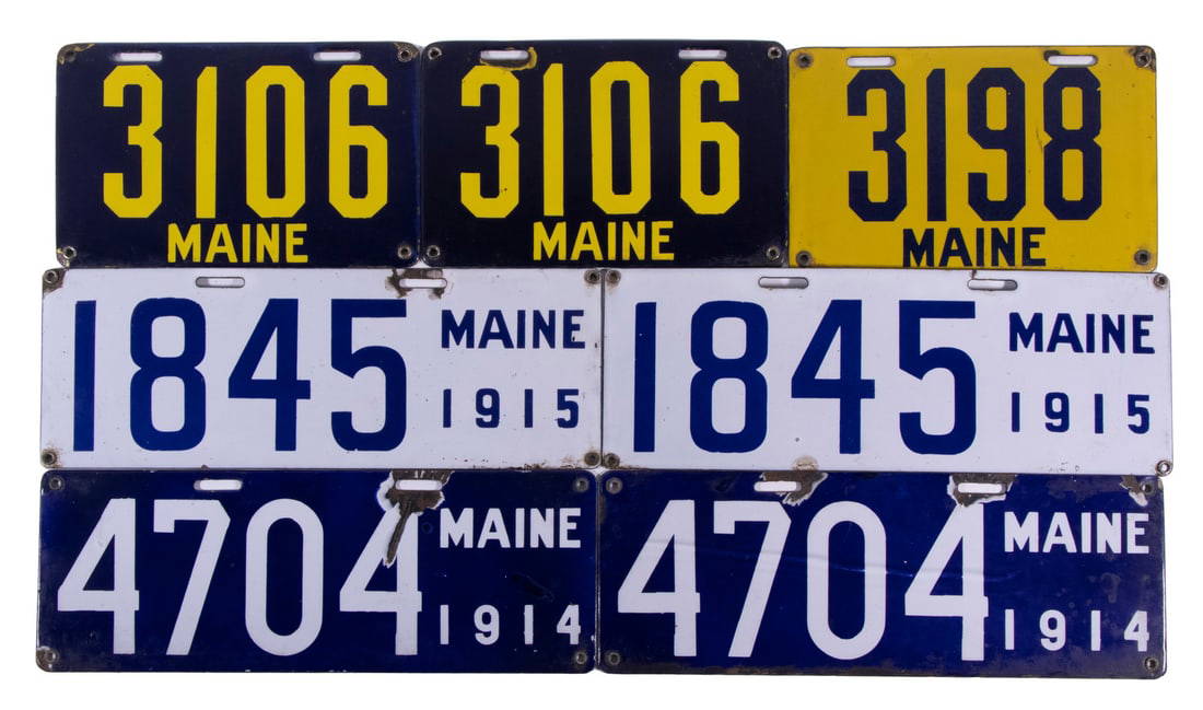 (7) Maine Porcelain License Plates Auction