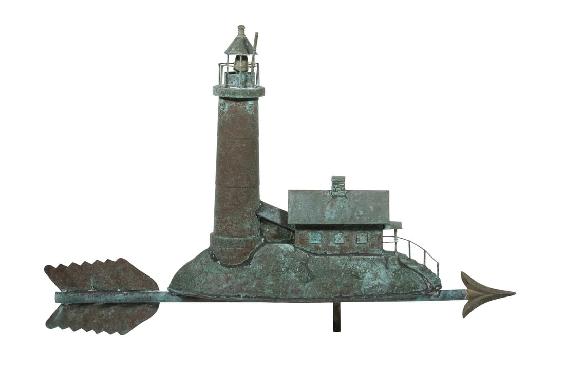 Full Bodied Copper Lighthouse Weathervane Auction