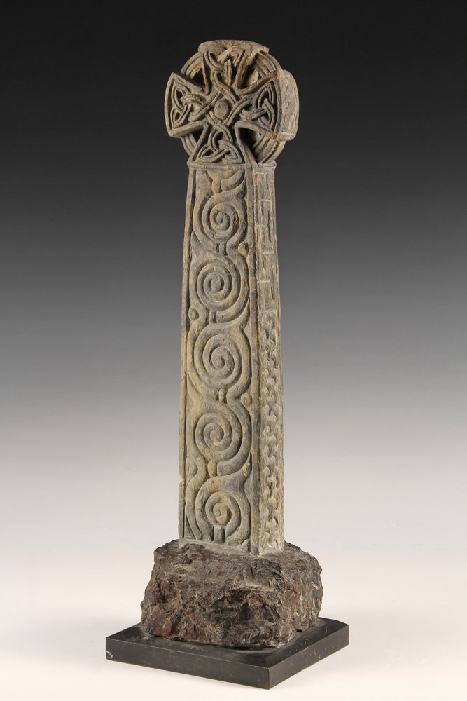 STONE CELTIC CROSS - Welsh Carved Stone Cross in