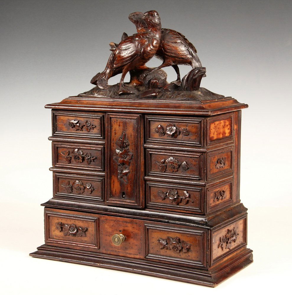 CIGAR HUMIDOR - Fancy French Dresser Form surmounted by
