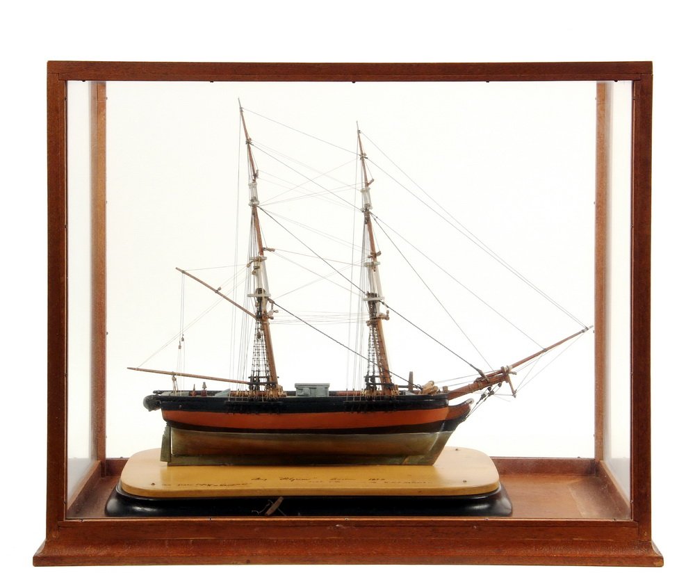 CASED SHIP MODEL - The Brig "Pilgrim", Boston 1825, by