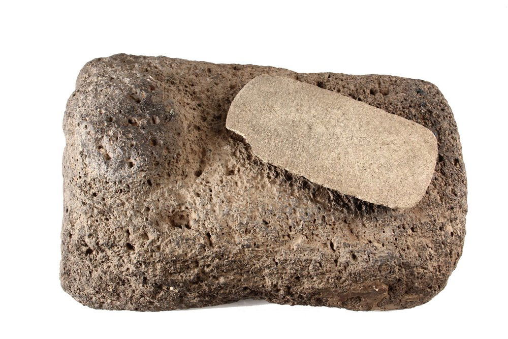 NATIVE AMERICAN GRINDSTONE & GRINDER - Lava Stone