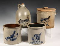 (4 PCS) BLUE DECORATED STONEWARE CROCKERY - All 19th - Feb 07, 2015 ...