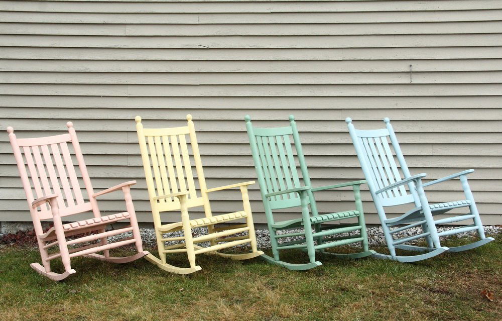 (4) PAINTED ROCKERS - Carolina Rockers in pastel green,