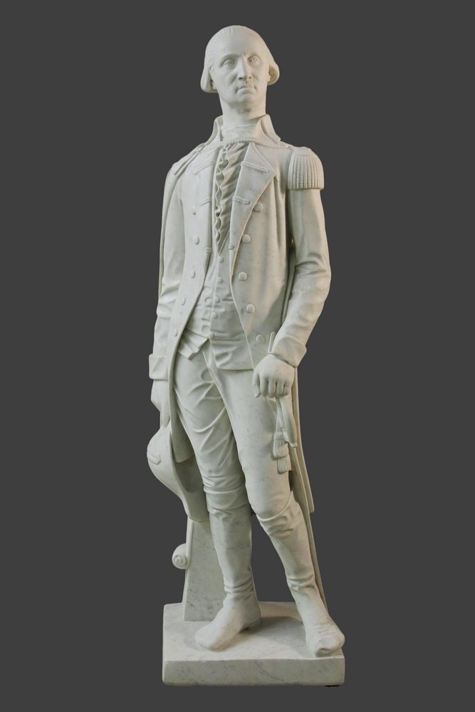 AN IMPORTANT FULL-LENGTH MARBLE STATUE OF GEORGE