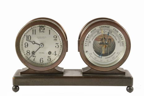 Desk Clock/barometer Set Chelsea Clock Co. Of Boston,