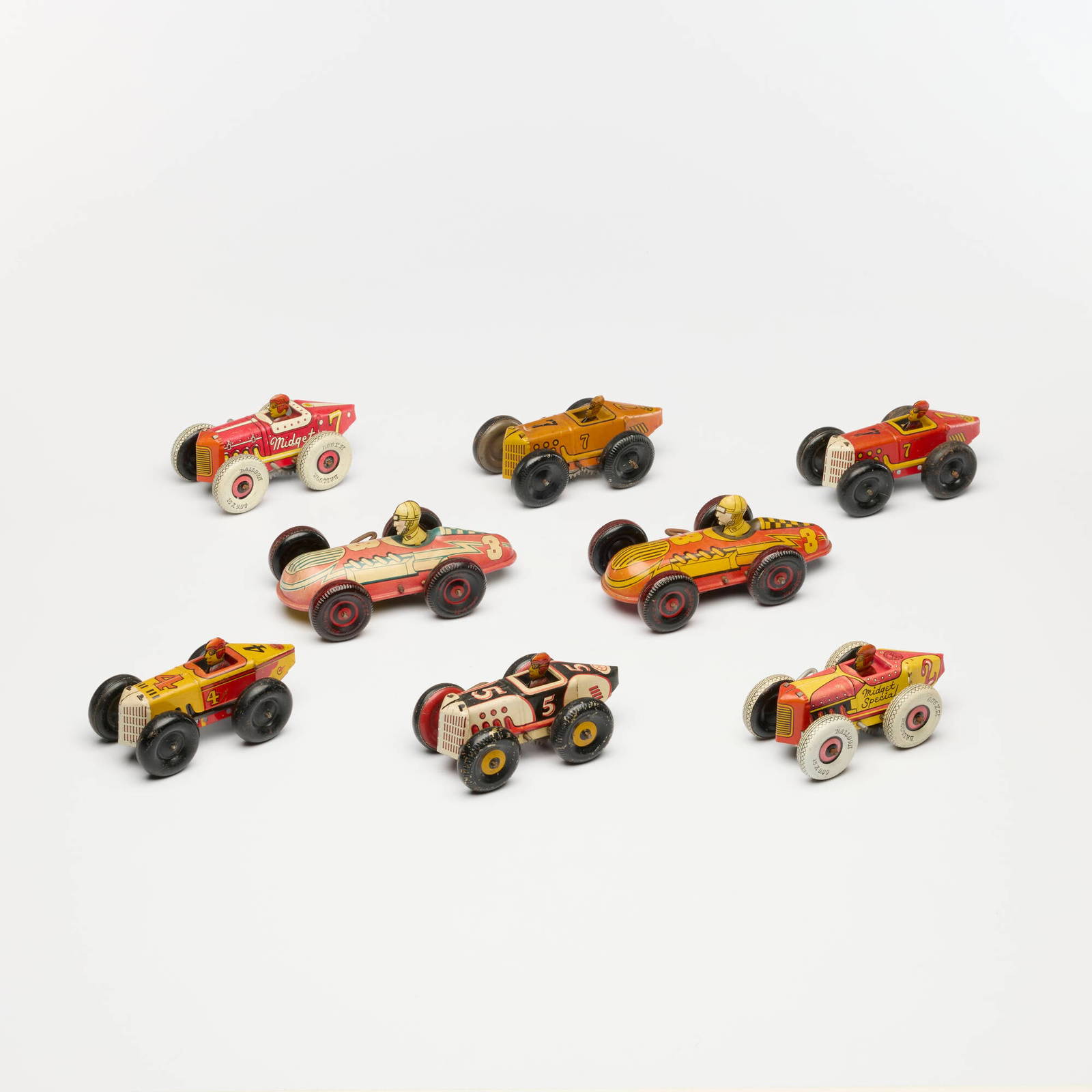 Eight Marx Tin Litho Wind-up Race Cars Auction